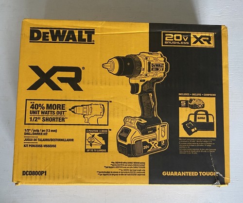 DEWALT 20V XR 1/2” DRILL/DRIVER KIT DCD800P1 | eBay