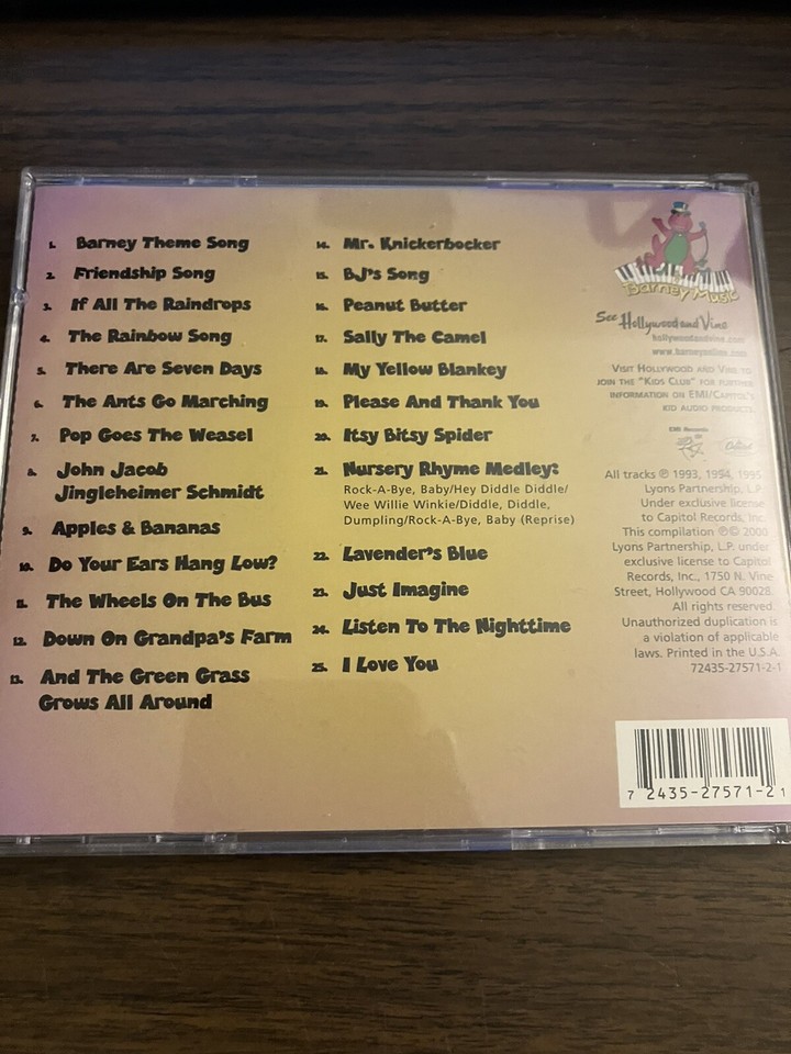 Barney's Greatest Hits Early Years Music CD Album (2000 Barney Music ...