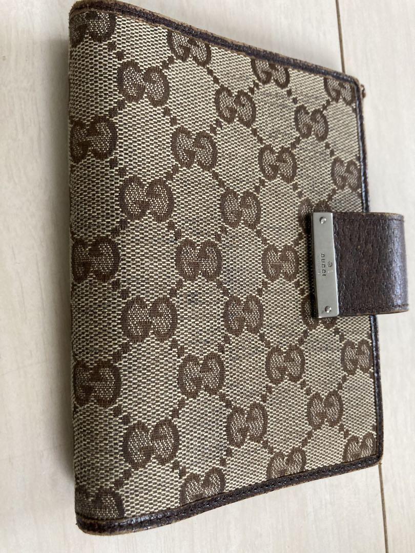 GUCCI Notebook Agenda Cover GG Logo Canvas Color Brown Authentic No Box ...