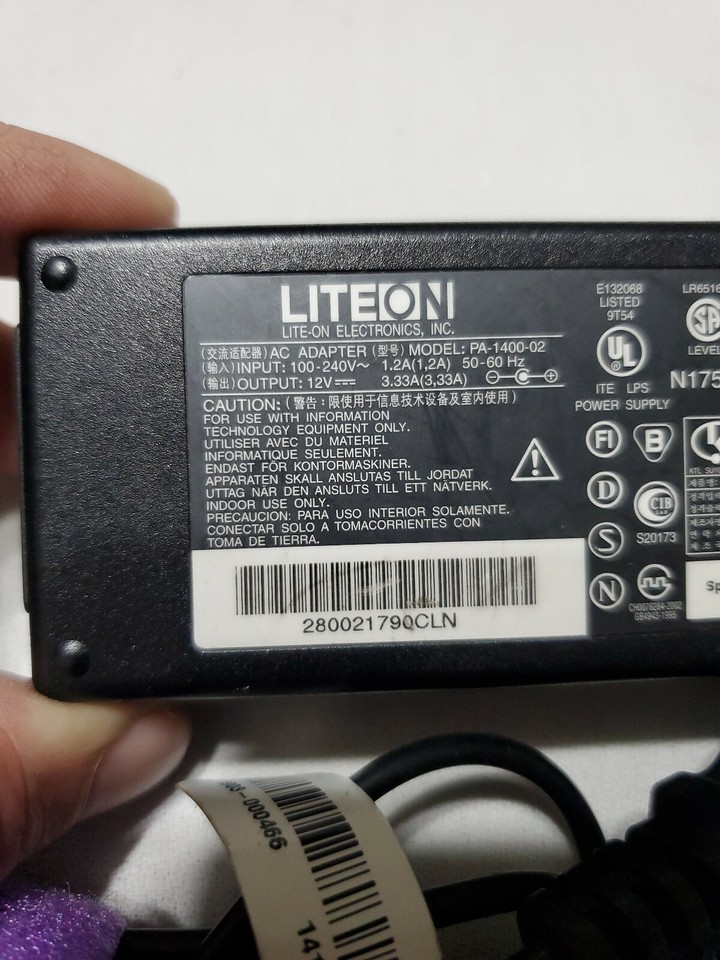 Genuine Liteon AC Laptop monitor Adapter Charger PA-1400-02 12V 3.33A ...