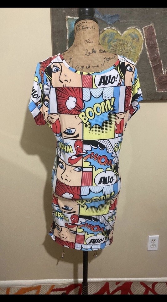 Almost Famous Comic Strip Cartoon Bodycon Dress 1X | eBay