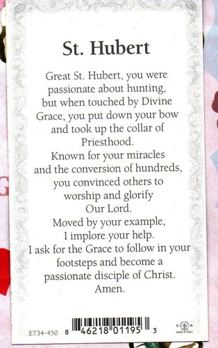 St. Saint Hubert - Prayer to St Hubert - Gold Trim - Paperstock Holy ...