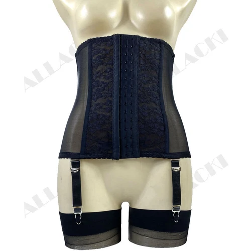 NEW Allacki Sheer Mesh Boned Waist Cincher with 6 Straps Garter Belt ...