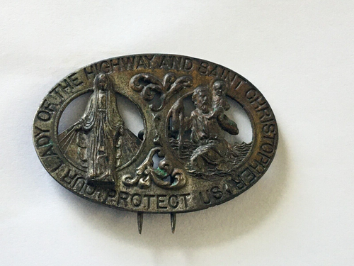 Vintage Lady of the Highway & St Christopher Visor Pin, Old Auto Guide ...