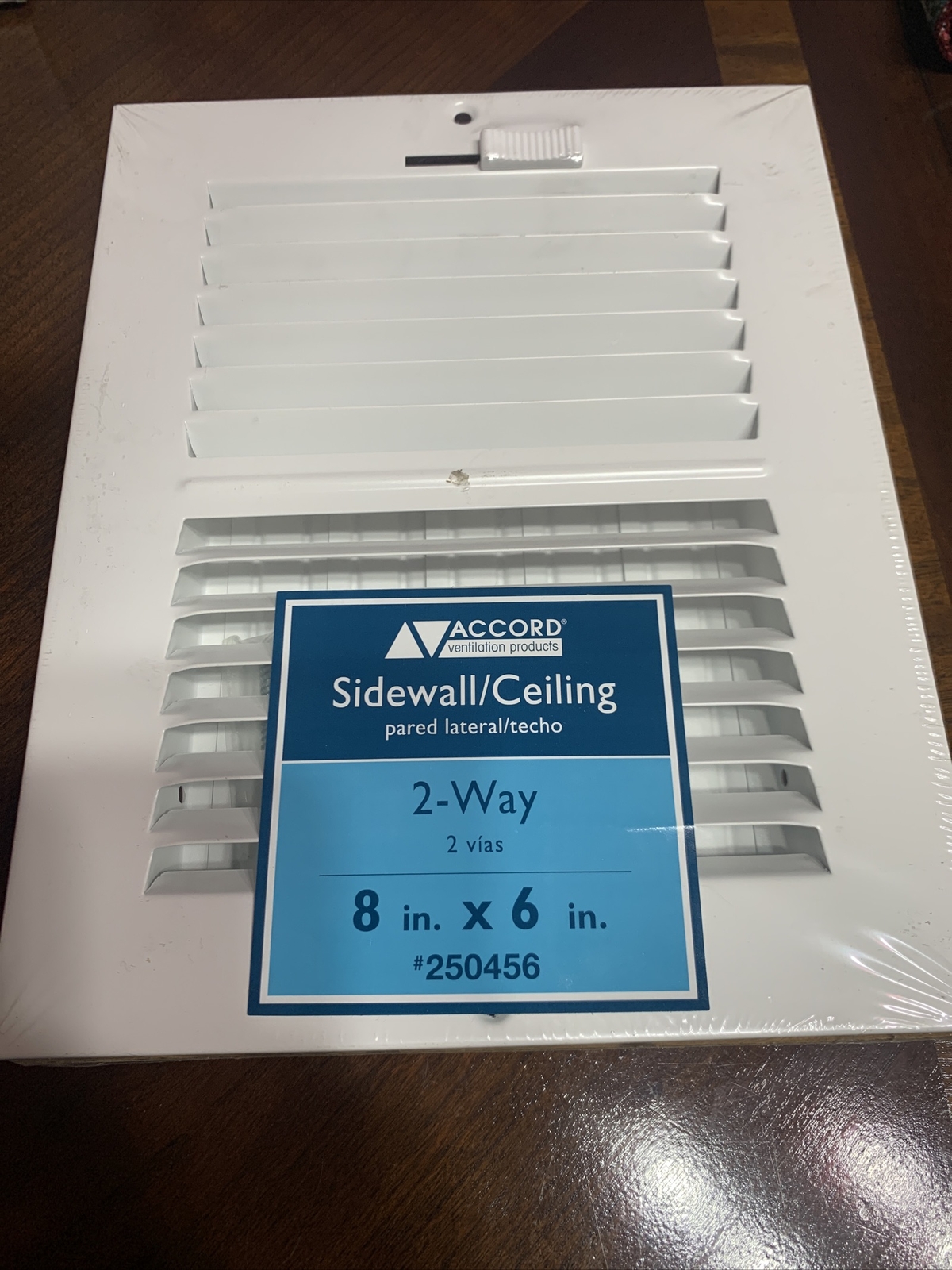 Accord Sidewall/Ceiling Heat/AC Duct 2 way White Register 8-Inch x 6 ...