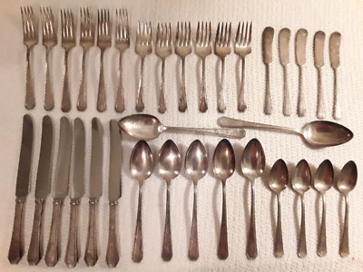Rogers Insico Flatware Silverware Antique 34pc Set Silver Plate Rare ...