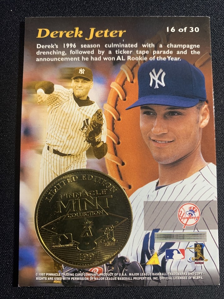 Derek Jeter 1997 Pinnacle Mint Collection #16 w/Limited Edition Coin Ex ...
