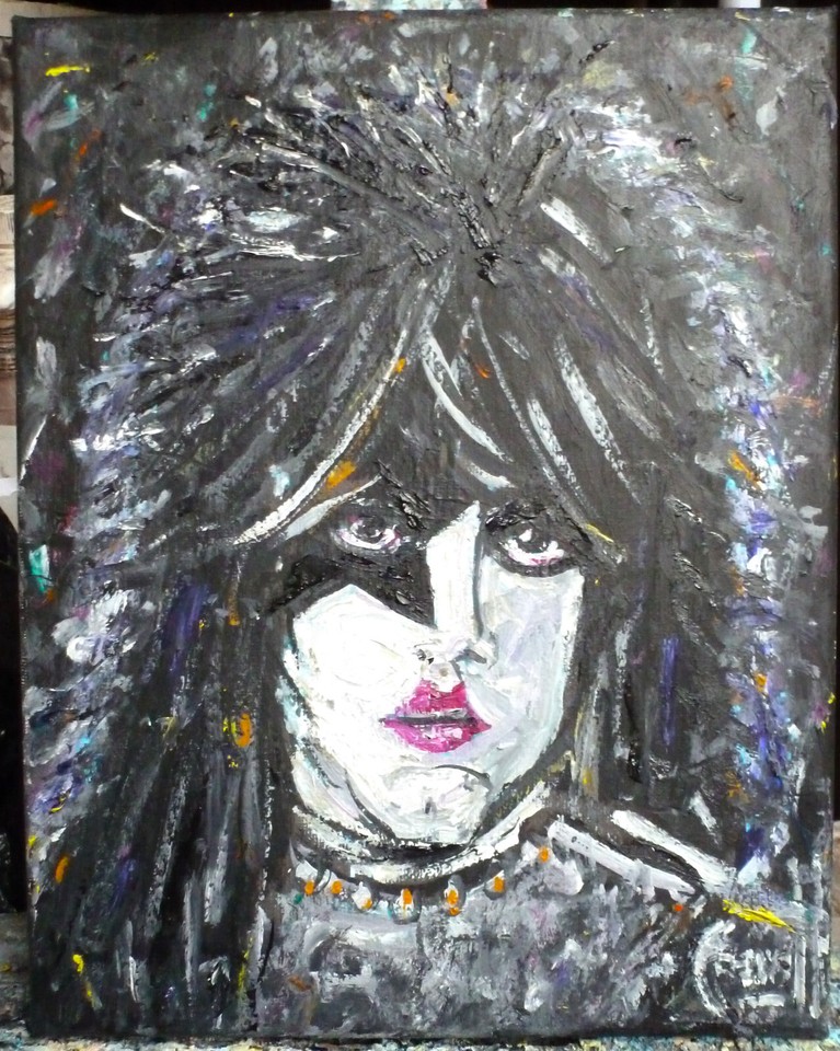 PAUL STANLEY singer guitarist KISS painting original art 8x10 signed by ...
