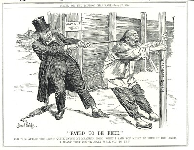 CHINESE INDENTURED LABOR - Rare 1906 Cartoon - GOLD MINES IN AFRICA ...