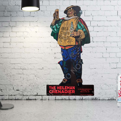Vtg Style 1930’s Old Style Lager Beer Heileman Grenadier Metal Bar Sign ...