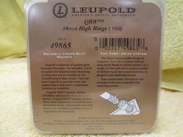 Leupold 49865 QRW 30mm Rings High Matte Black for sale online | eBay