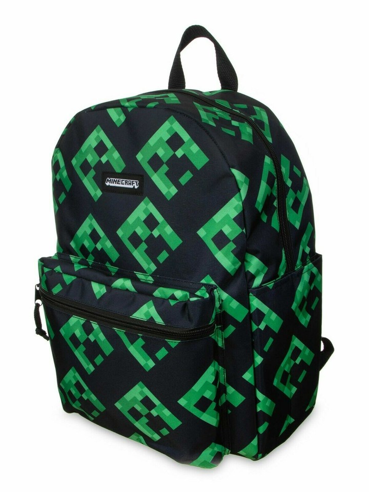Minecraft CREEPER All Over Print 16" Backpack Book Bag Tote Bioworld ...