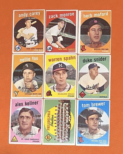 1959 Topps (9) Different Vintage Baseball Card Lot *CgC605* | eBay