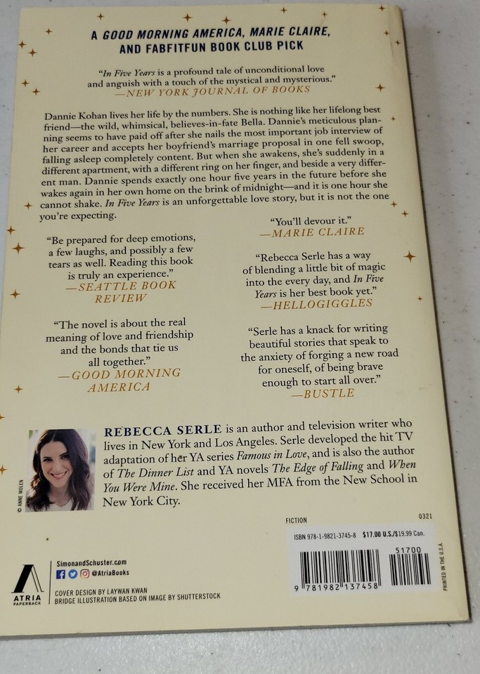 "In Five Years"- Novel, Book- By: Rebecca Serle, Drama, Mystery ...