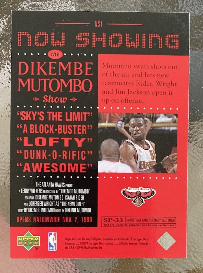 1999 Upper Deck Dikembe Mutumbo Now Showing Insert Card #1 | eBay