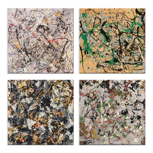 Quadri Pollock 4 Pezzi Stampa su Tela con Telaio in Legno arredo | eBay