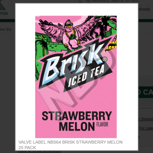 VALVE LABEL NBS64 BRISK STRAWBERRY MELON 25 PACK# VI01641317A | eBay