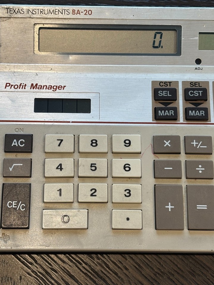 Vintage 1990 Texas Instruments BA-20 Calculator Profit Manager Works ...