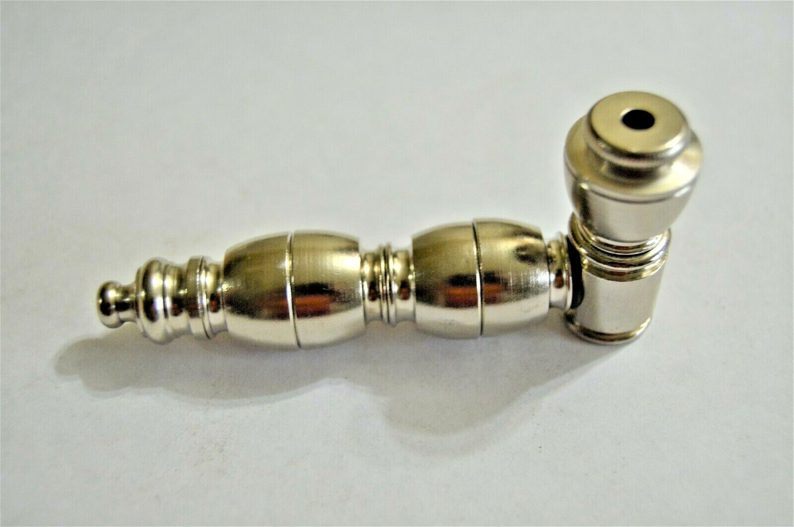 3 1/2" Metal Tobacco Smoking Pipe USA Made Nickel Plated Brass Chamber ...