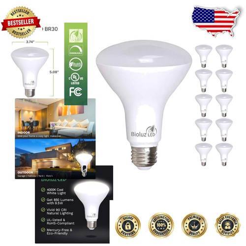 10-Pack Dimmable BR30 LED Bulbs - 75W Equivalent, 850 Lumens, 4000K ...