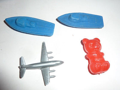 Vintage Lot of 4 Small Plastic Toys Boats Teddy Bear Airplane Gumball ...