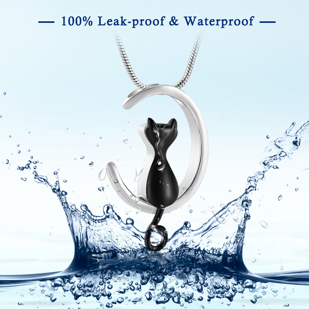 Cat Ash Necklace Urn Necklace for Ashes Moon Cremation Necklace ...