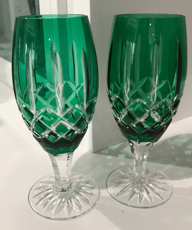 1 ARABELLA EMERALD CASED CUT TO CLEAR ICED BEVERAGE TEA WATER GOBLET | eBay