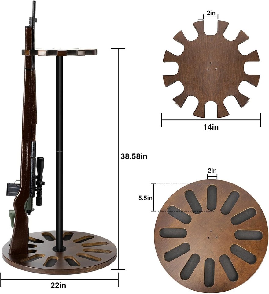 Indoor 12 Guns Rack Rotating Gun Rifle Rack Stand Heavy Solid Wood Gun ...