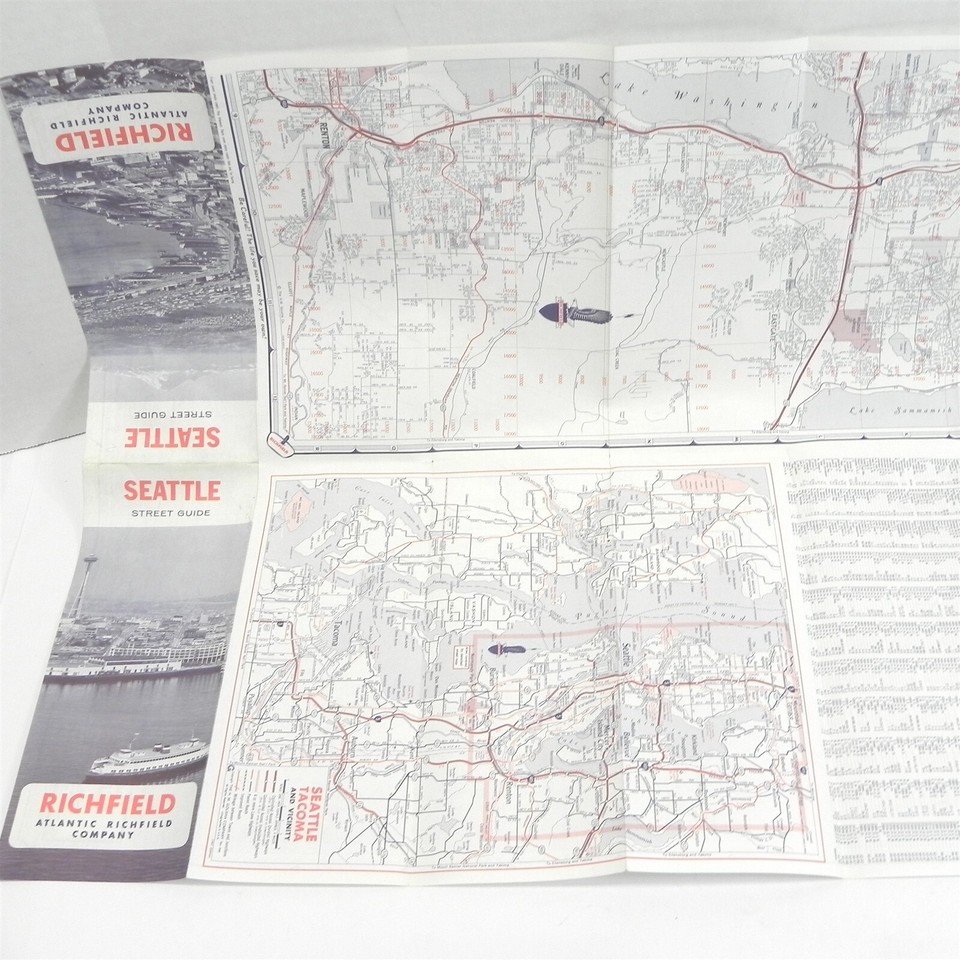 VINTAGE 1967 RICHFIELD OIL COMPANY MAP OF SEATTLE WASHINGTON TOURING ...