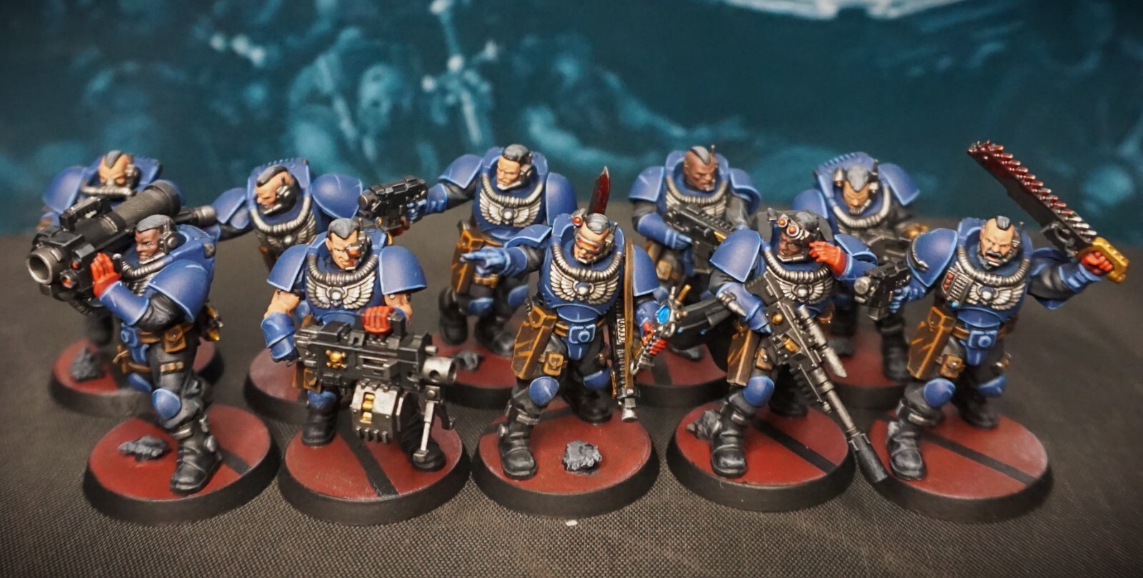 Kill Team: Scout Squad Crimson Fists painted Warhammer 40k Primaris ...