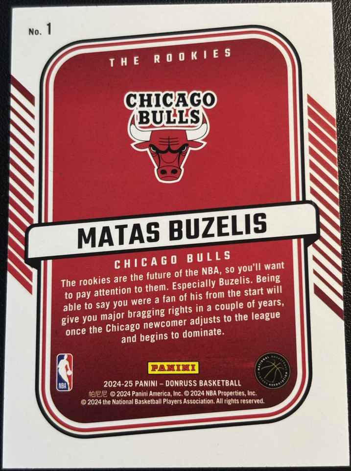 2024-25 Panini Donruss The ROOKIES Matas Buzelis #1 Chicago Bulls Card ...