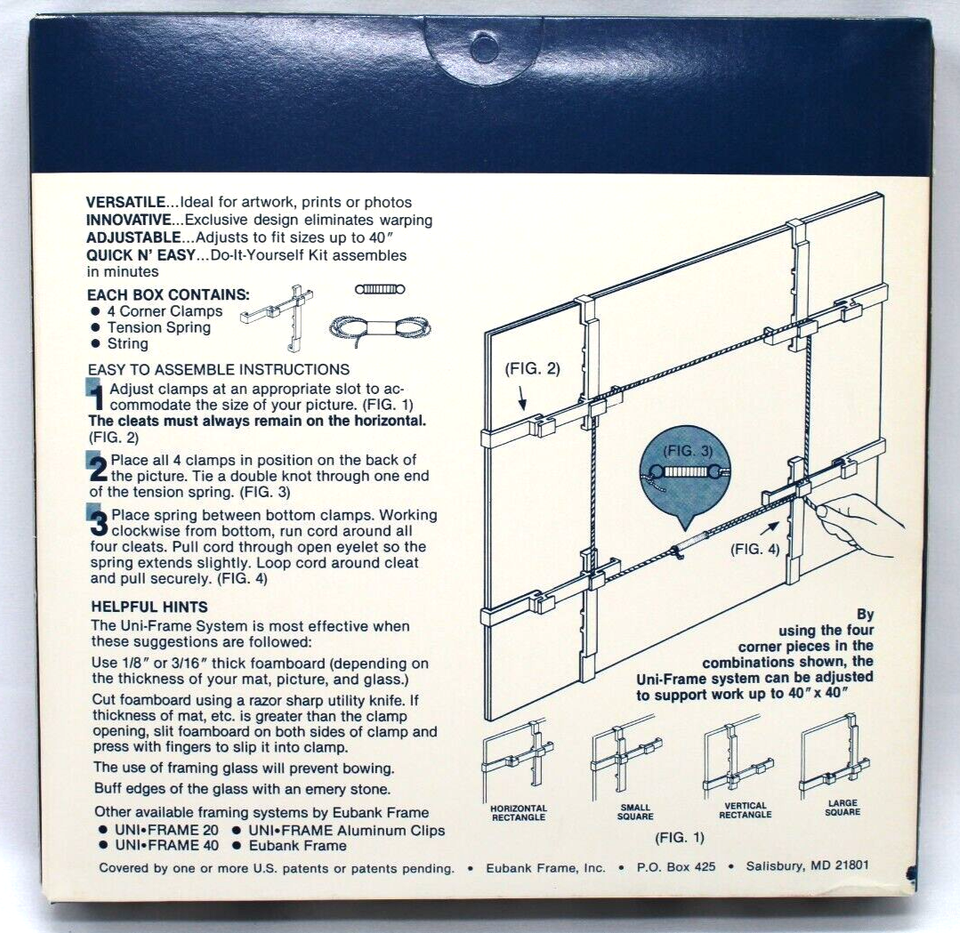 NOS Uni-Frame 40 Multi-Purpose Reusable Adjustable DIY Picture Frame ART | eBay