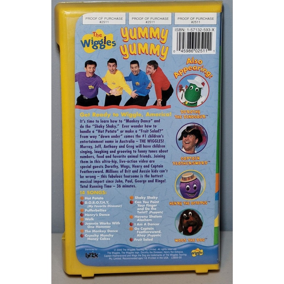 VTG 2000 The Wiggles Yummy Yummy VHS 14 Songs Running Time 36 Min. Ages ...