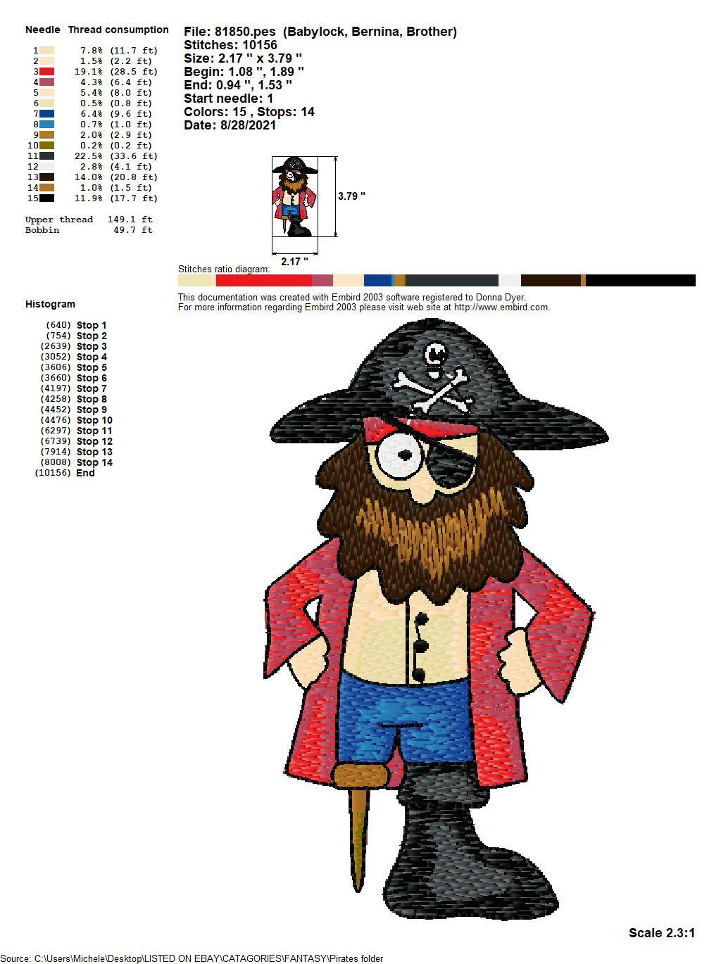 28 PIRATE EMBROIDERY MACHINE DESIGNS COLLECTION PES HUS JEF VP3 DST EXP ...