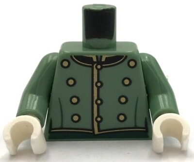Lego New Minifig Sand Green Torso Jacket Formal w/ Gold Black Trim ...