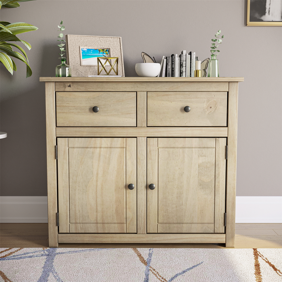 Panama Sideboard 2 Door 2 Drawer Solid Waxed Pine Rustic Storage ...