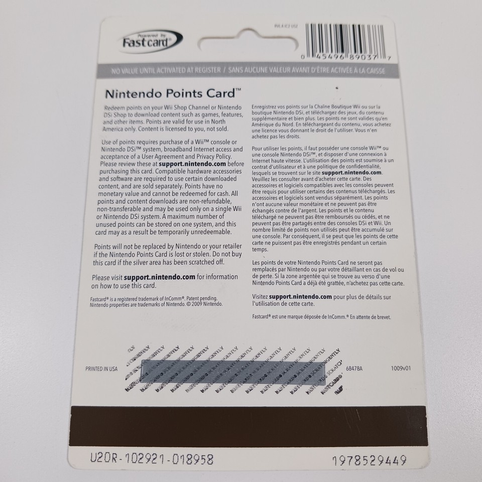 Nintendo Wii DSi 2000 Points Card Old Stock Collectors Piece | eBay