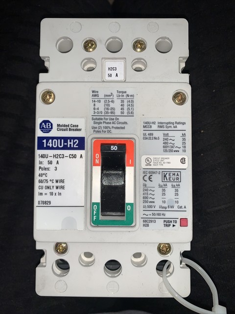 Allen-Bradley 140u-h2 Molded Case 3p Circuit Breaker 50a for sale ...