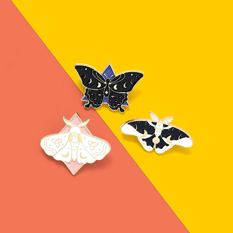 3Pcs Moth Butterfly Enamel Pins Phase Brooch Bag Clothes Lapel Pin Badge Gif_ln | eBay