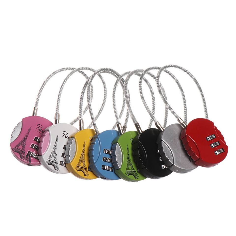 STRONG 3 DIGIT COMBINATION LOCK Bag Backpack Travel Cycle Security Wire ...