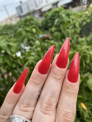 Red Stiletto Long Full Cover Press On Nails Set Of 20 | eBay