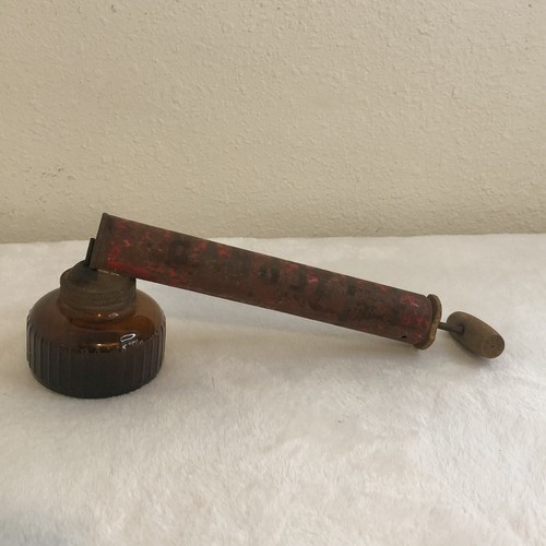 Vintage Tin Glass Insect Bug Sprayer Fogger Wood Handle **SEE PICTURES ...