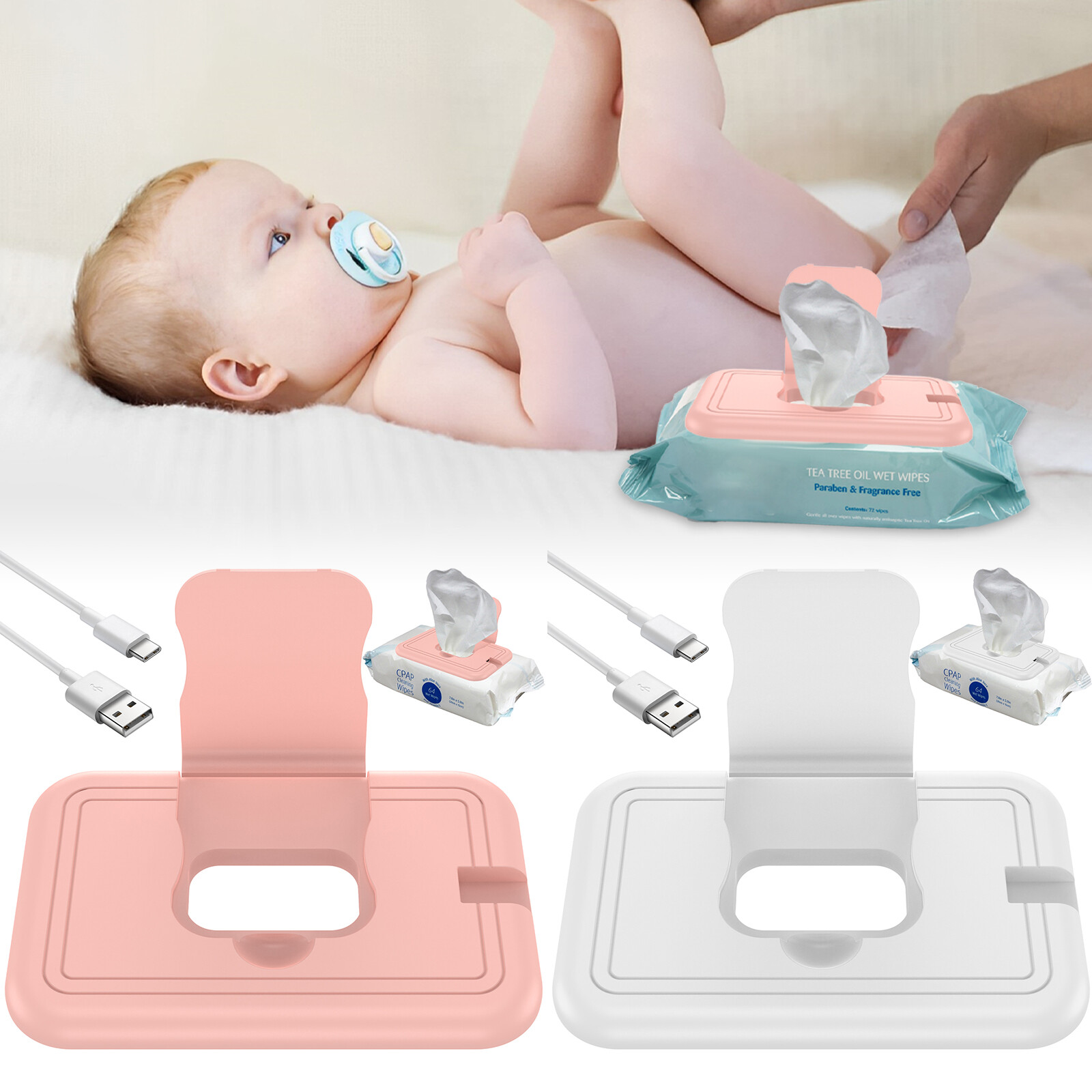 USB Baby Wipe Warmer Travel Size Portable Heated Baby Even Fast Heat Up ...