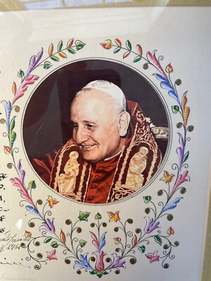 (RARE) POPE JOHN XXIII Hand Signed, Wedding Blessing 1961, Framed 16x13 ...
