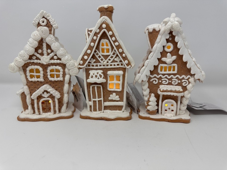 Neutral Gingerbread House, Christmas Village, Brown & White, NEW 7 ...