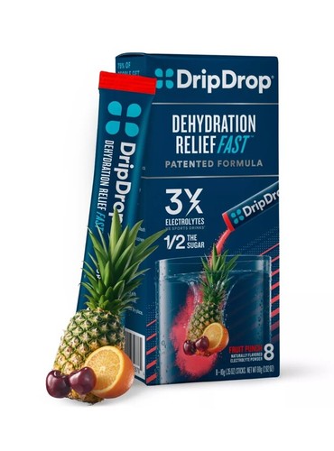 2 Drip Drop Electrolyte Powder Drink Mix, Fruit Punch, 8 Pk | eBay