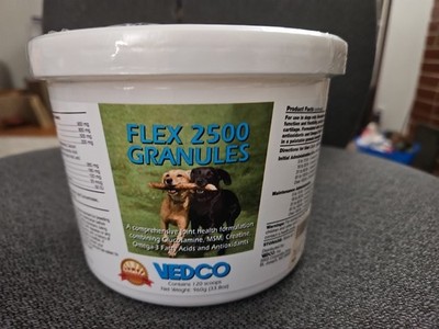 Flex 2500 Granules Joint Support for Dogs Contains 120 Scoops Vedco New ...