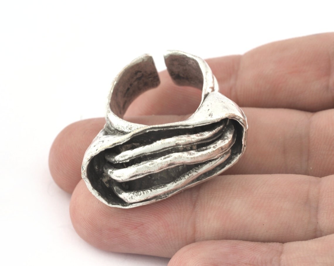 Mysterious Ring Adjustable Antique silver plated brass (19mm 9US inner ...
