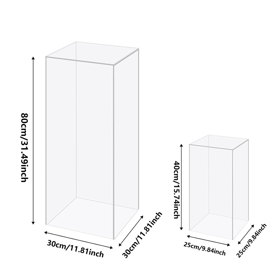Set of 2 White Acrylic Cube Display Acrylic Pedestal Stand Art Decor ...