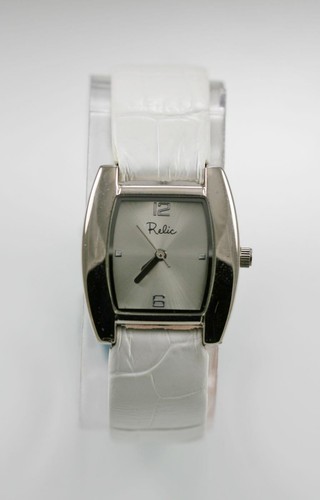 Relic Watch Womens White Leather Stainless Steel Silver Water Resistant ...